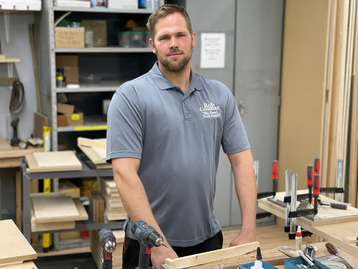 Rob Cosman's Polo Shirt "My hand Tool Coach" Grey| RobCosman.com — RobCosman.ca
